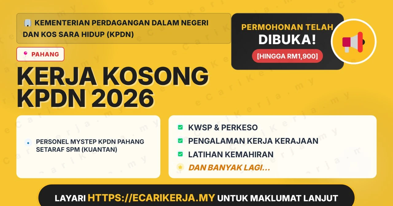 Jawatan Kosong Personel Mystep Kpdn Pahang Setaraf Spm (Kuantan ...