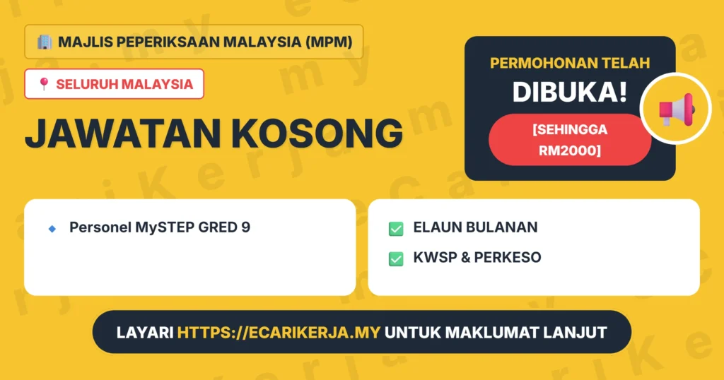 Jawatan Kosong Personel Mystep Gred 9 – Majlis Peperiksaan Malaysia ...
