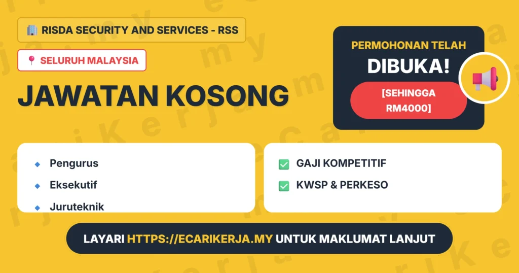 Jawatan Kosong Pengurus Dan 4+ Jawatan Lain Di Risda Security And ...